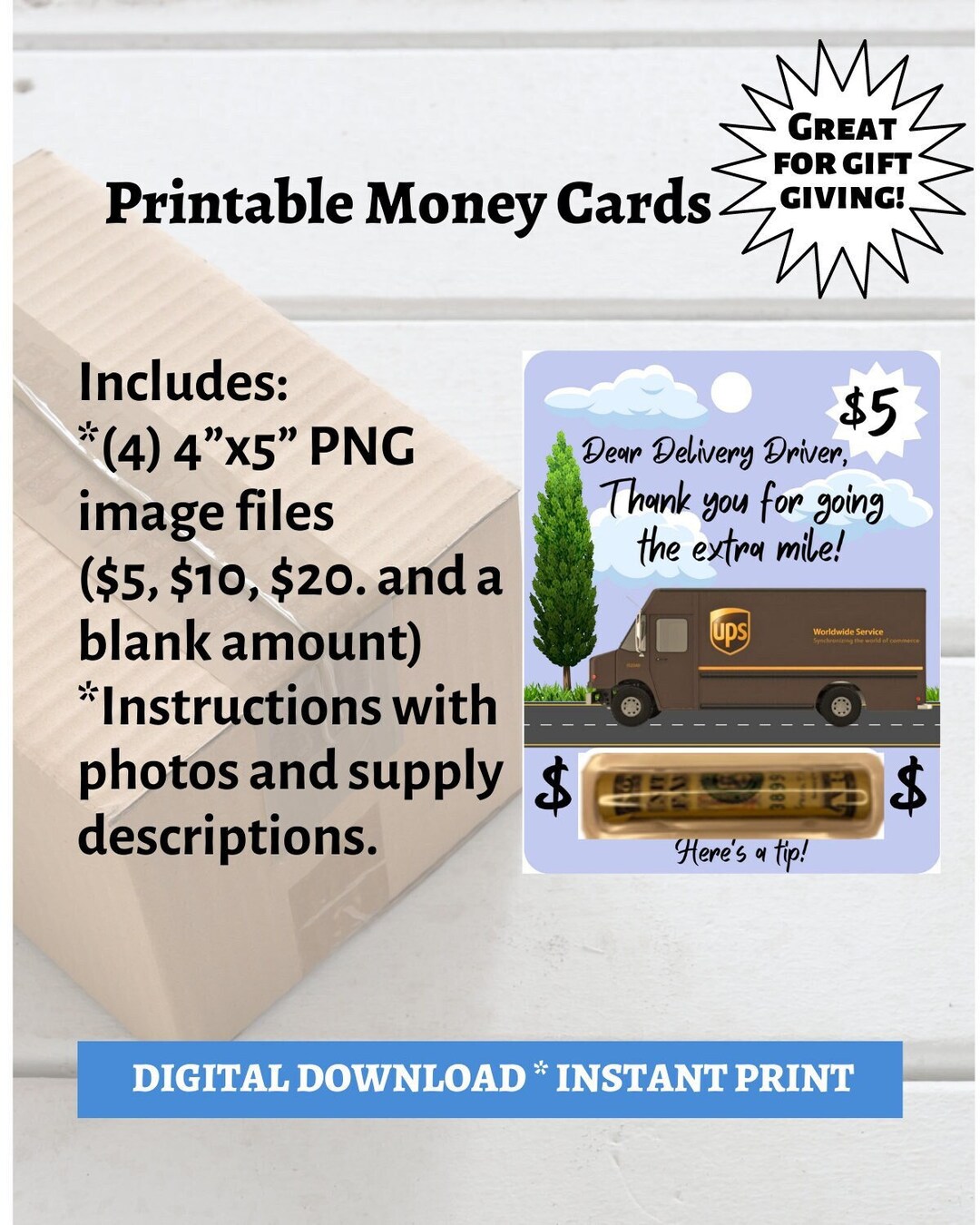 Printable Delivery Driver Money Card - Etsy