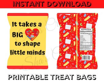 Teacher Appreciation Chip Bag Template, DIY Party Favor Printable ...