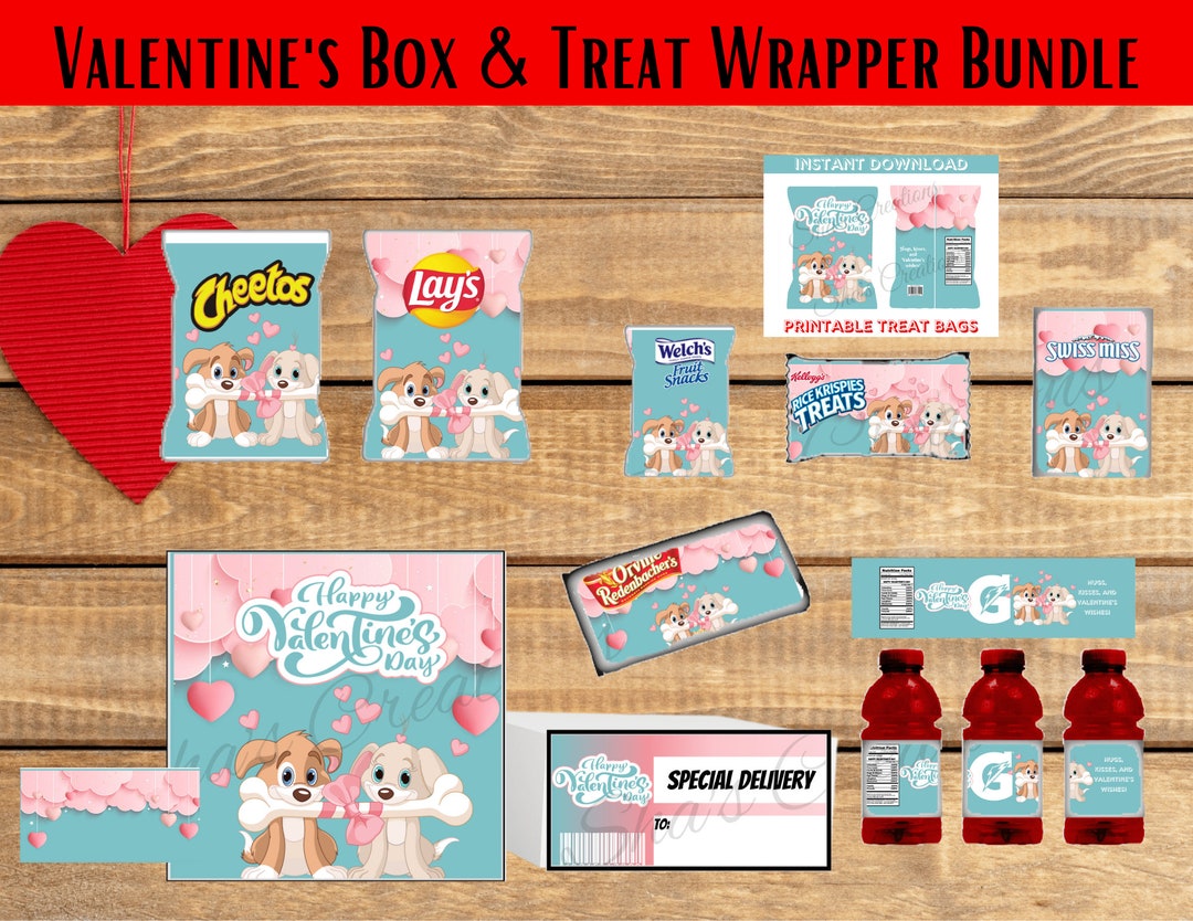 Printable Valentine's Box and Wrapper Bundle - Etsy