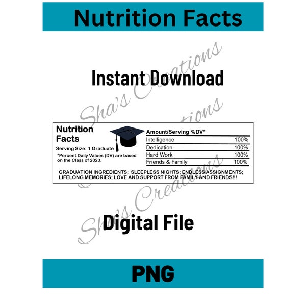 Graduation Nutrition Facts Png - Etsy