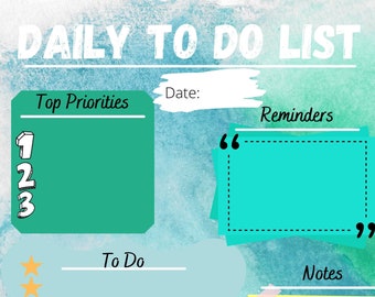 Fillable & Printable Daily to Do List in Watercolor- Pink - Etsy