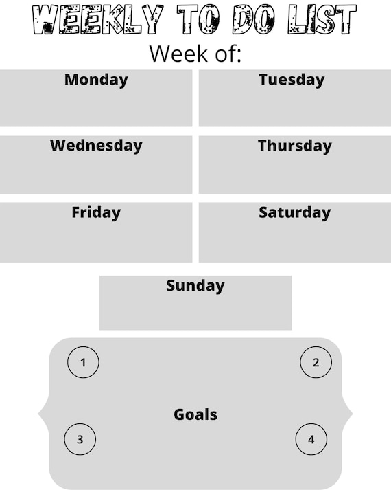 Fillable & Printable Weekly to Do List Template | Etsy