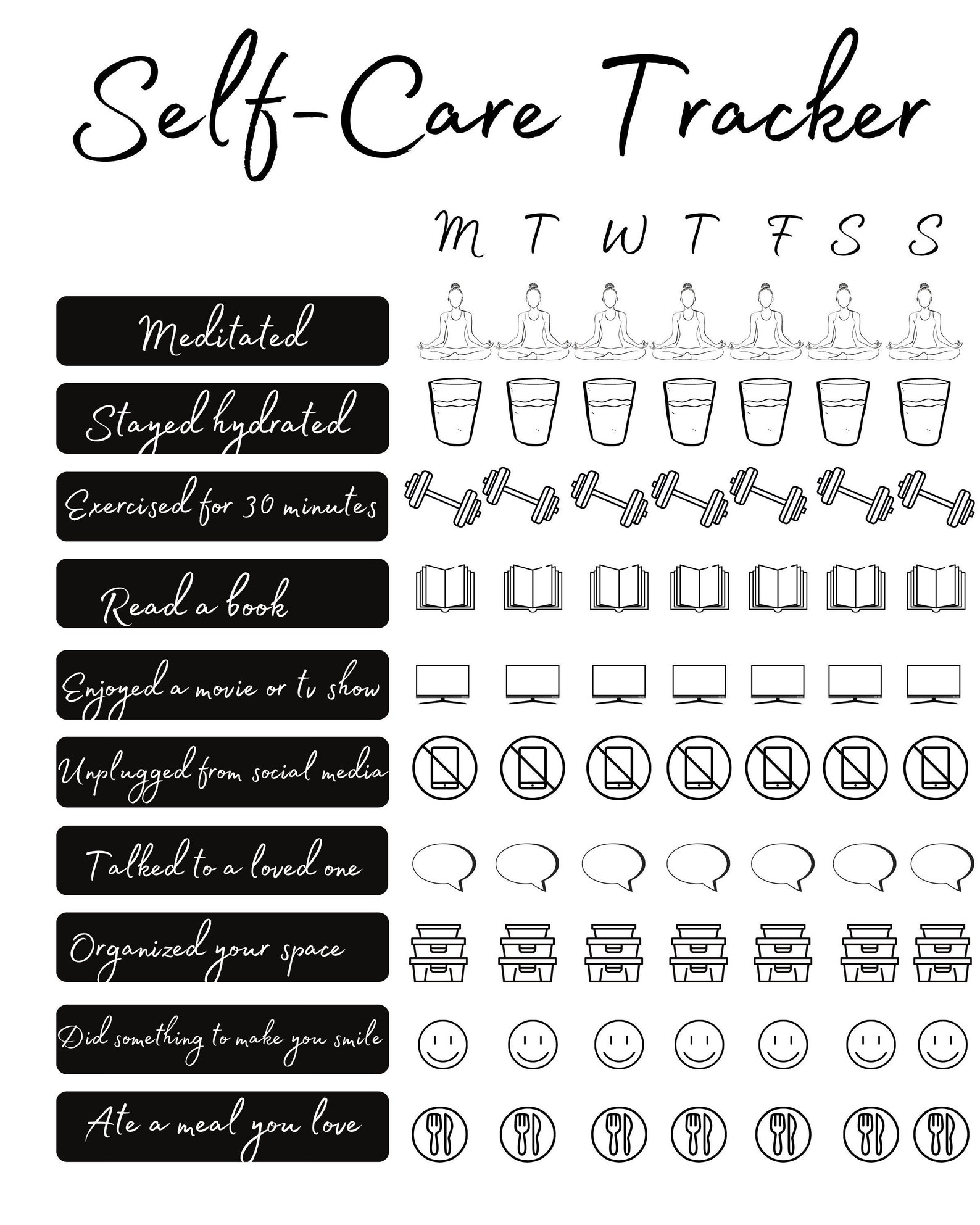 Self-care Tracker Duo Printable & Fillable - Etsy
