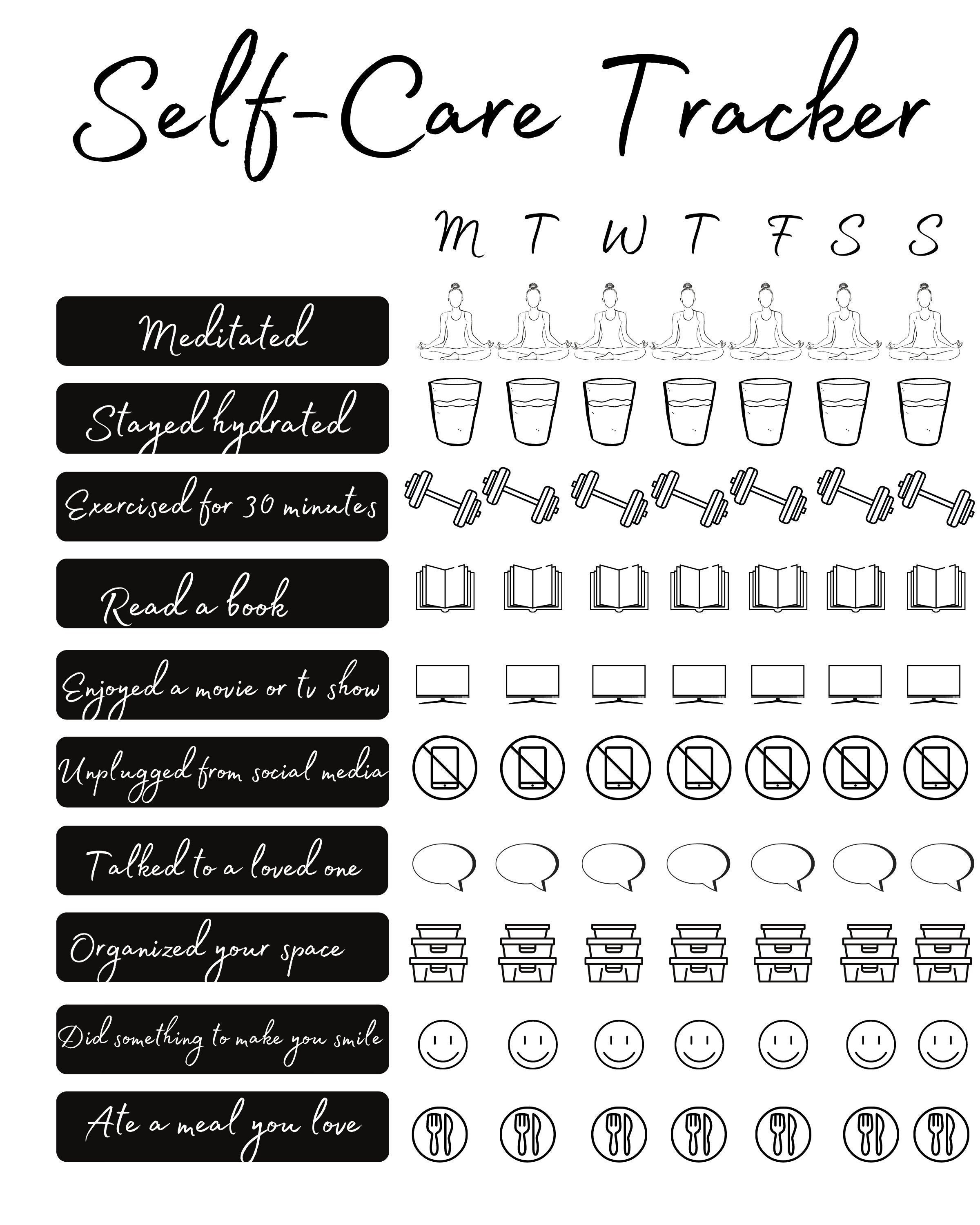 Self-care Tracker Duo Printable & Fillable - Etsy
