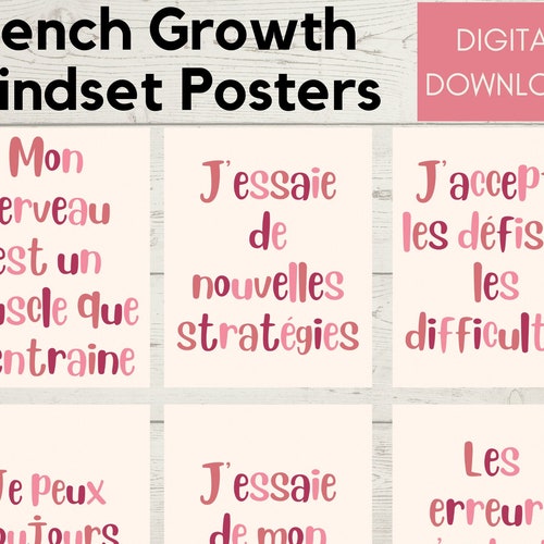 FRENCH CLASSROOM POSTERS Growth Mindset and Motivational - Etsy