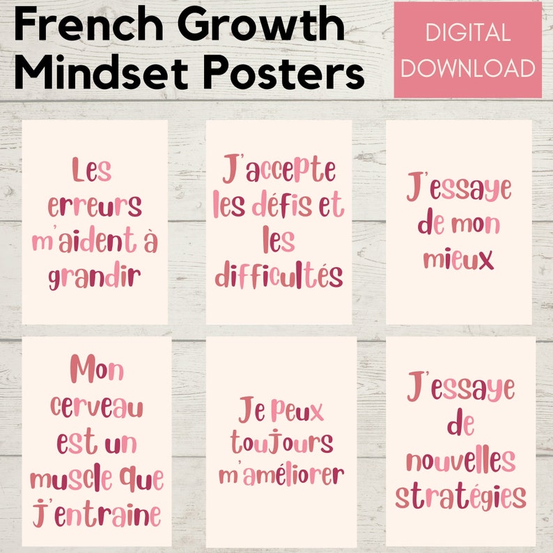 FRENCH CLASSROOM POSTERS Growth Mindset and Motivational | Etsy Canada