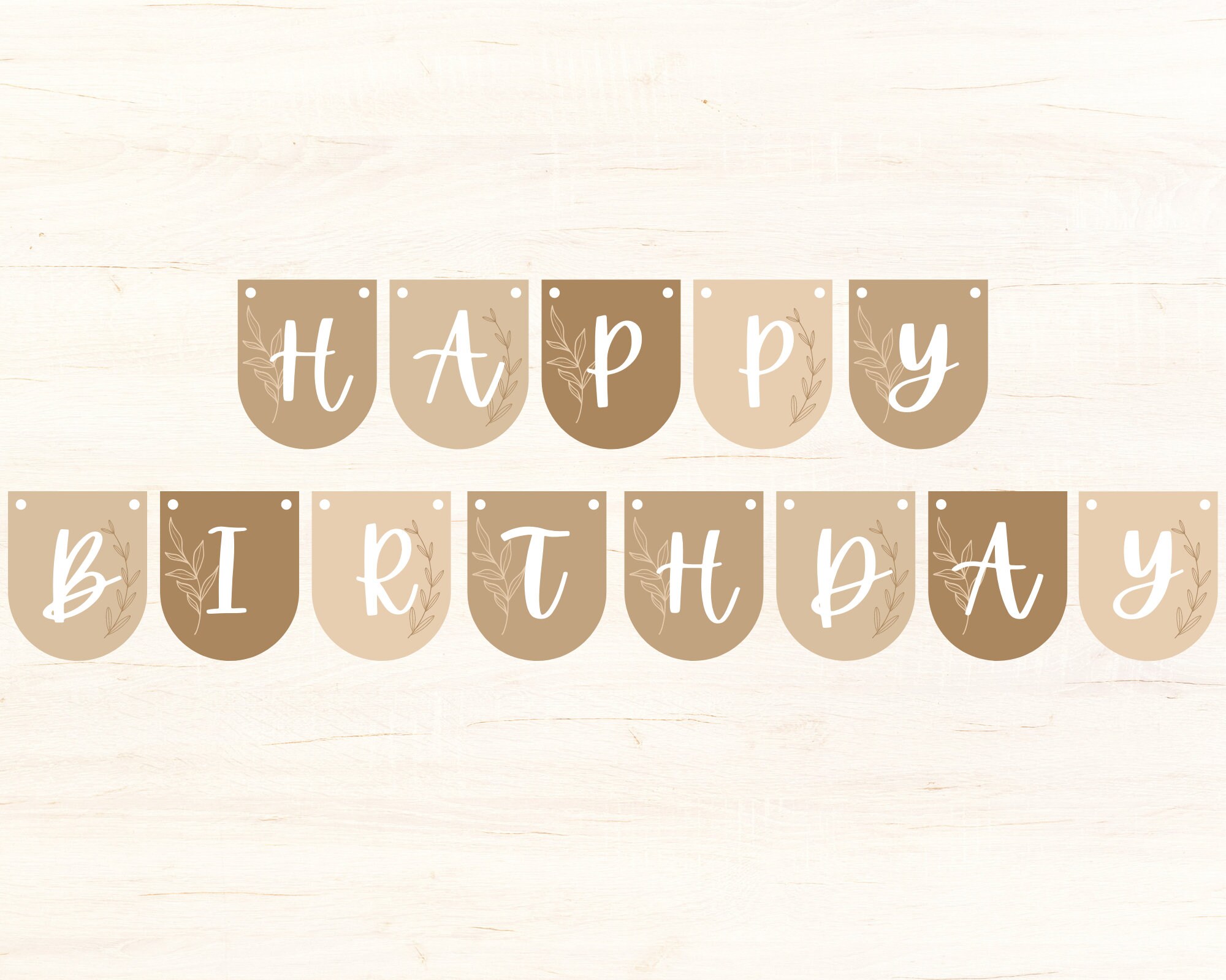 Neutral Boho Birthday Banner | Printable Neutral Birthday Decor Banner ...