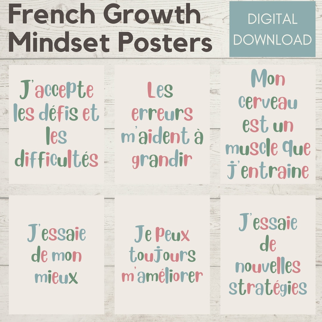 FRENCH CLASSROOM POSTERS | Growth Mindset and Motivational Posters for ...