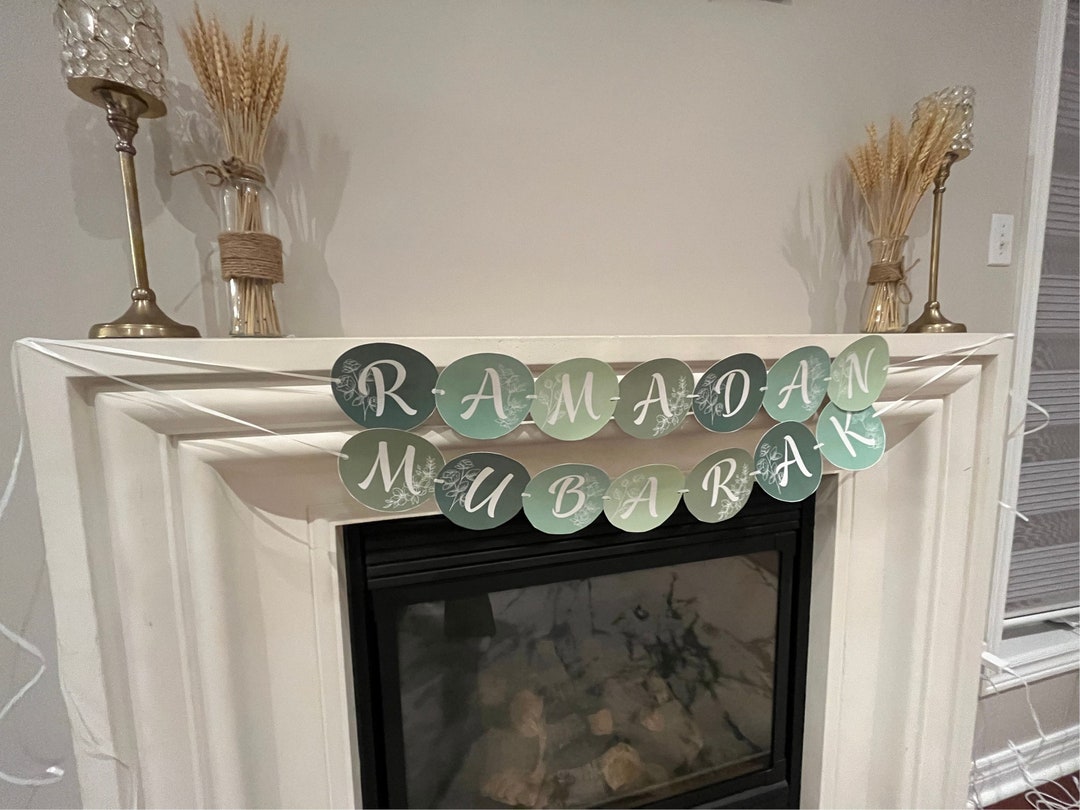 PRINTABLE DIGITAL Green Ramadan Mubarak Banner - Ramadan Eid Decor ...