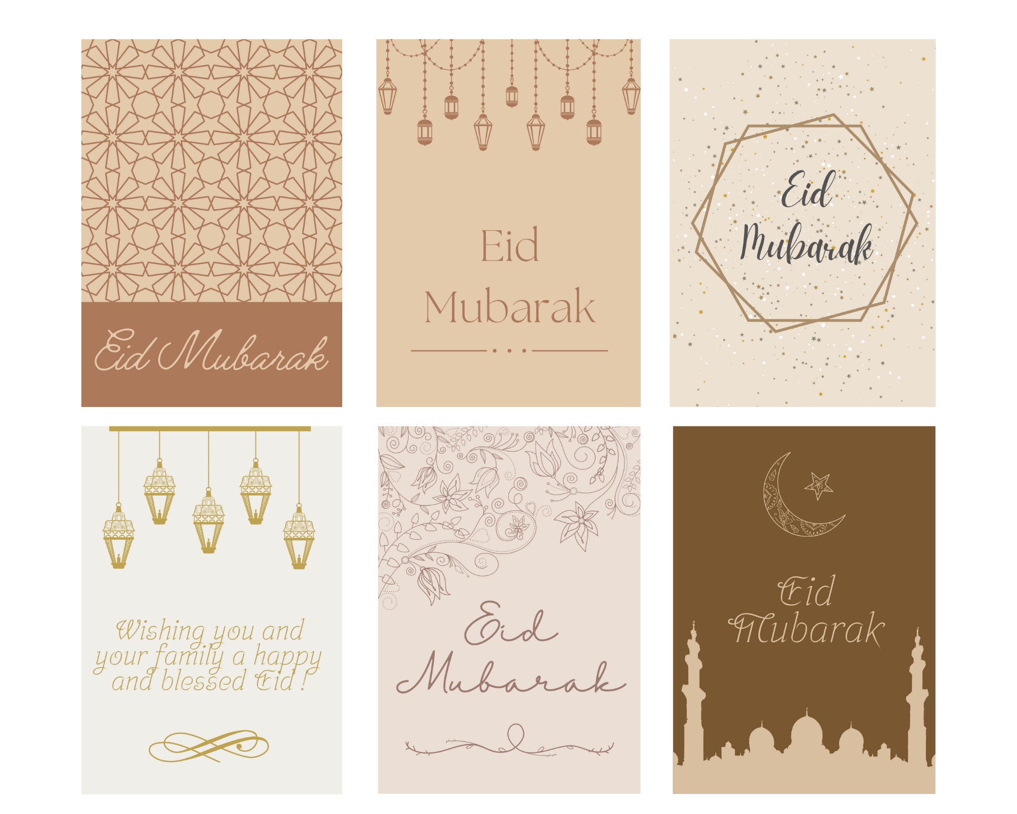 EID CARDS PRINTABLE Digital Download Bundle of 5x7 Folded Minimal ...