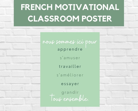 FRENCH CLASSROOM POSTER Minimal Motivational Poster for - Etsy