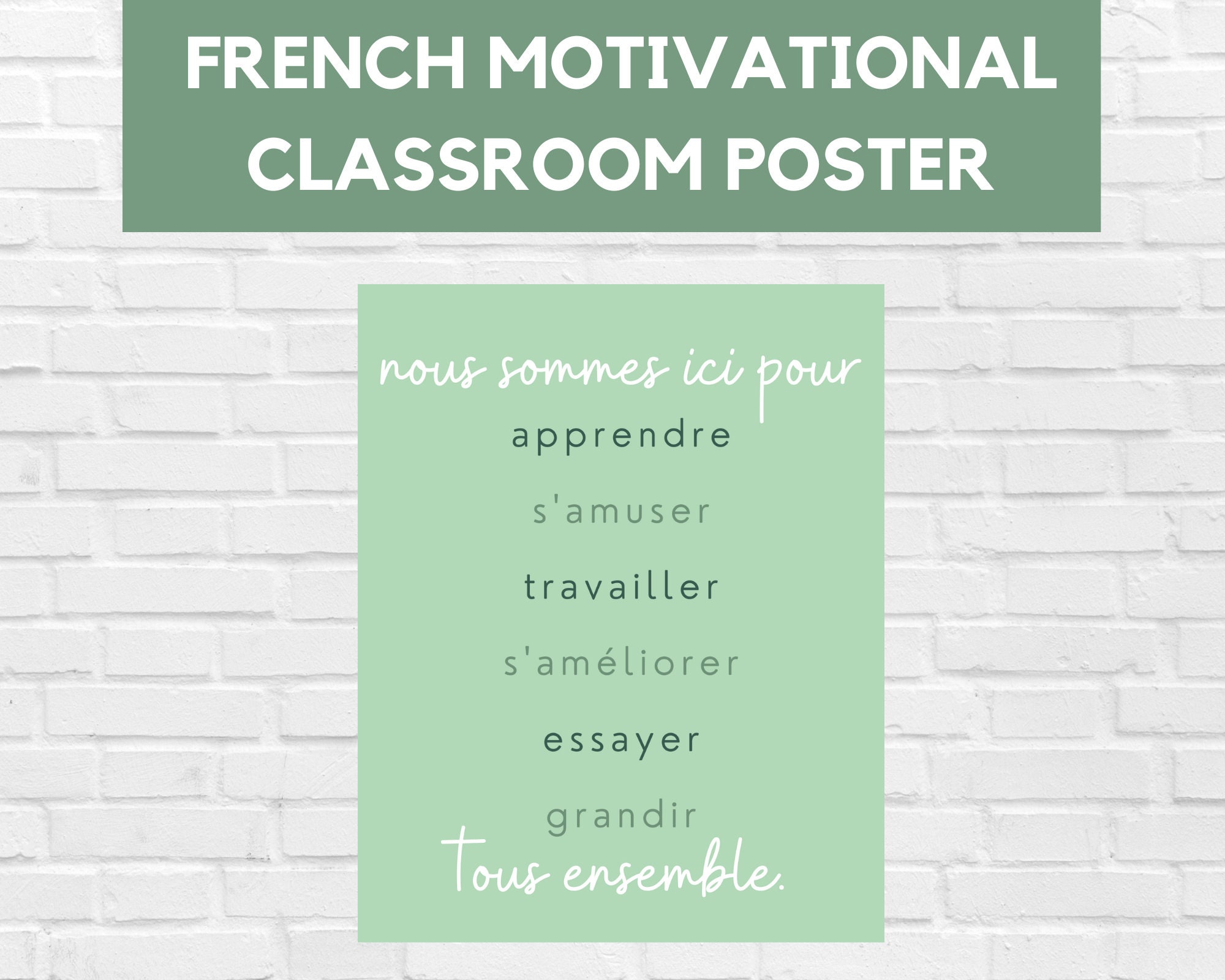 FRENCH CLASSROOM POSTER | Minimal Motivational Poster for French ...