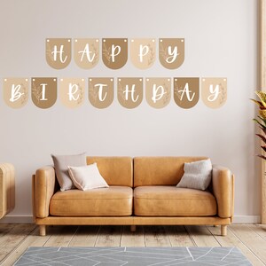 Neutral Boho Birthday Banner | Printable Neutral Birthday Decor Banner ...