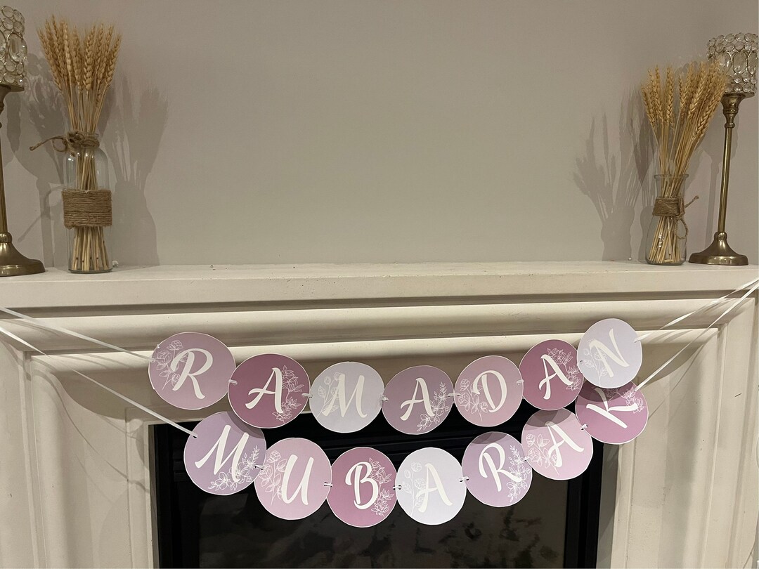 PRINTABLE DIGITAL Purple Ramadan Mubarak Banner - Ramadan Eid Decor ...