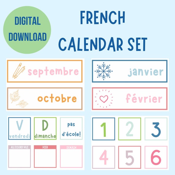FRENCH CLASSROOM CALENDAR Pastel Minimal Calendar for French - Etsy ...