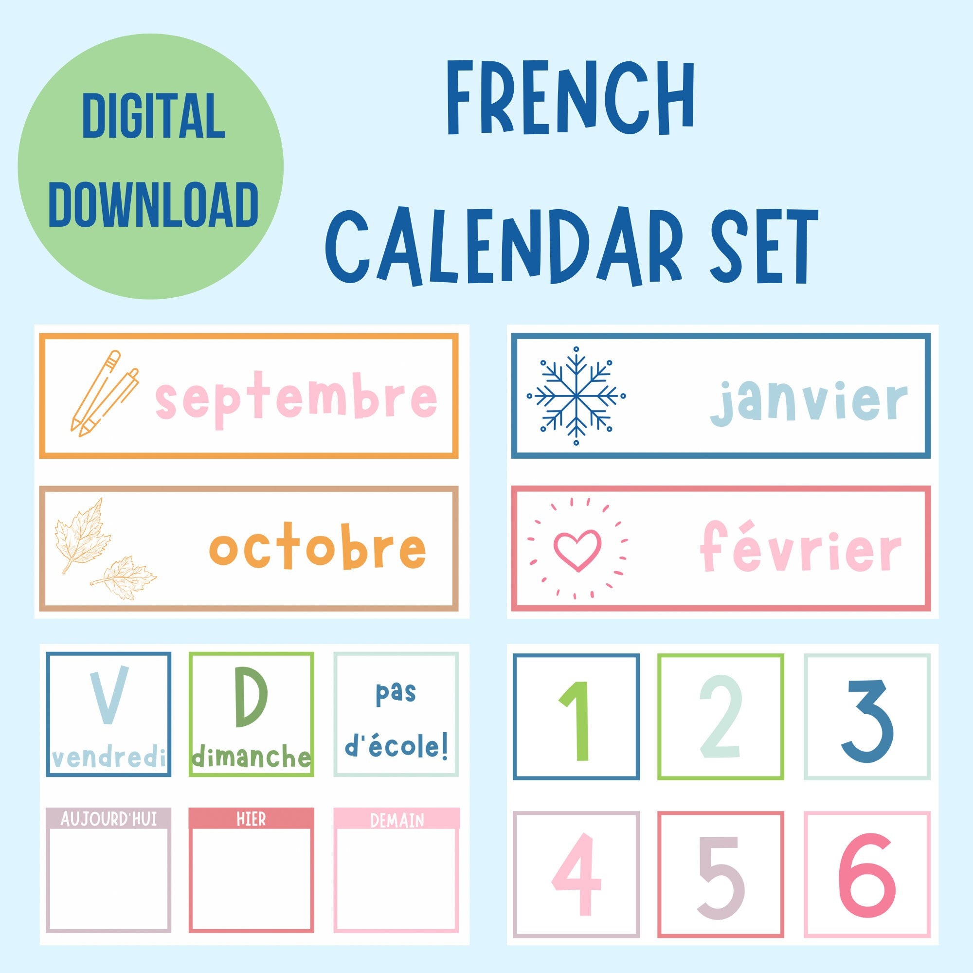 FRENCH CLASSROOM CALENDAR Pastel Minimal Calendar for French Teachers ...