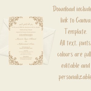 CUSTOM Muslim Wedding Invitation Editable Printable Canva - Etsy