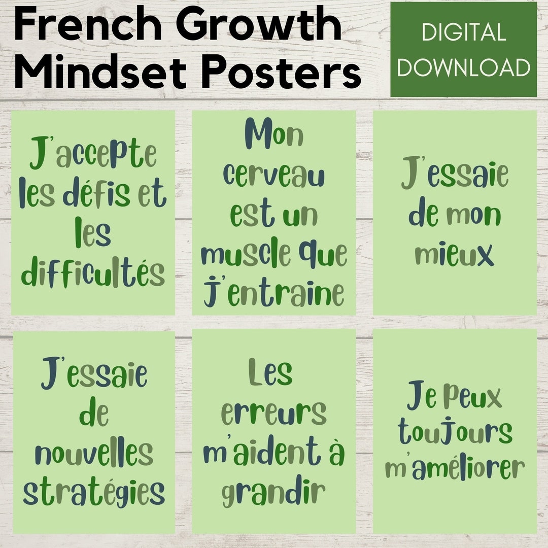 FRENCH CLASSROOM POSTERS | Growth Mindset and Motivational Posters for ...