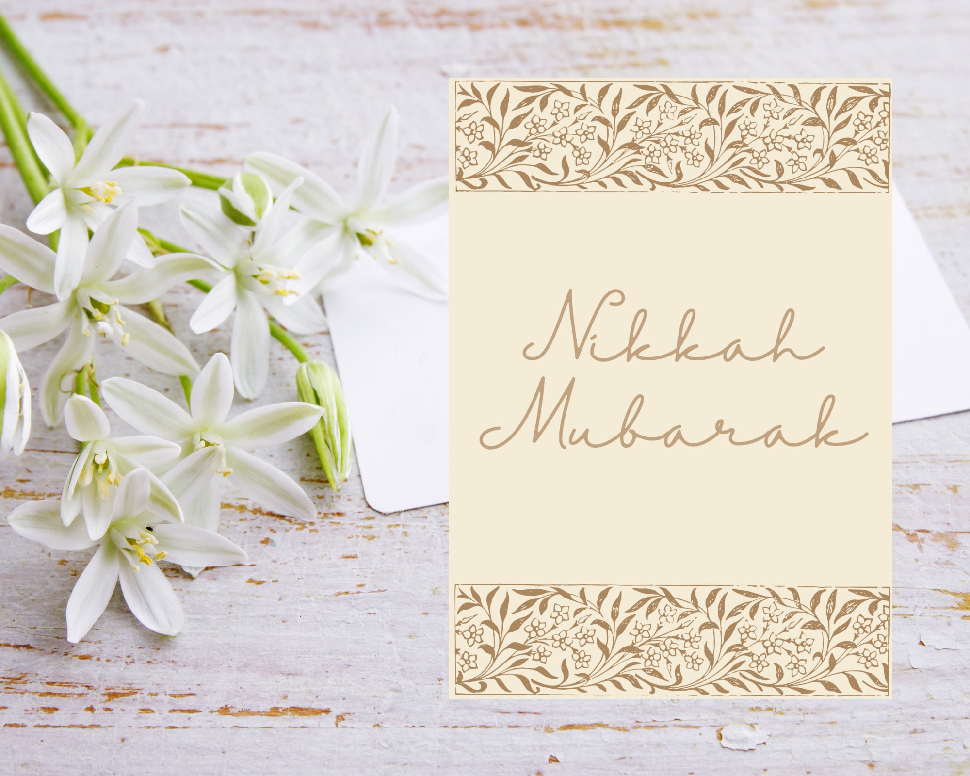 Nikkah Mubarak Card Printable Digital Nikkah Islamic Wedding Card ...