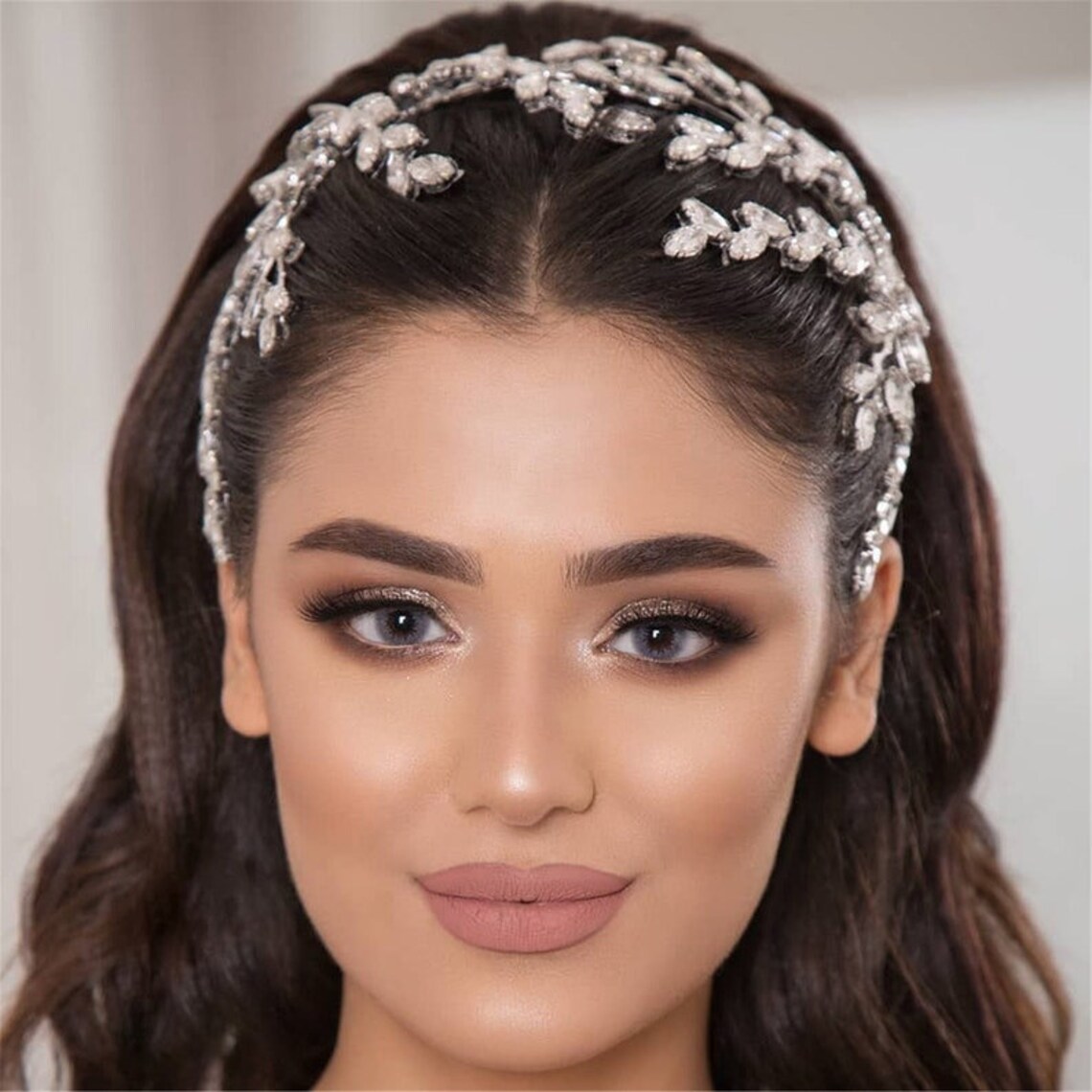 Rhinestone Head Chain Crown Bling Diamond Wedding Leaf Etsy
