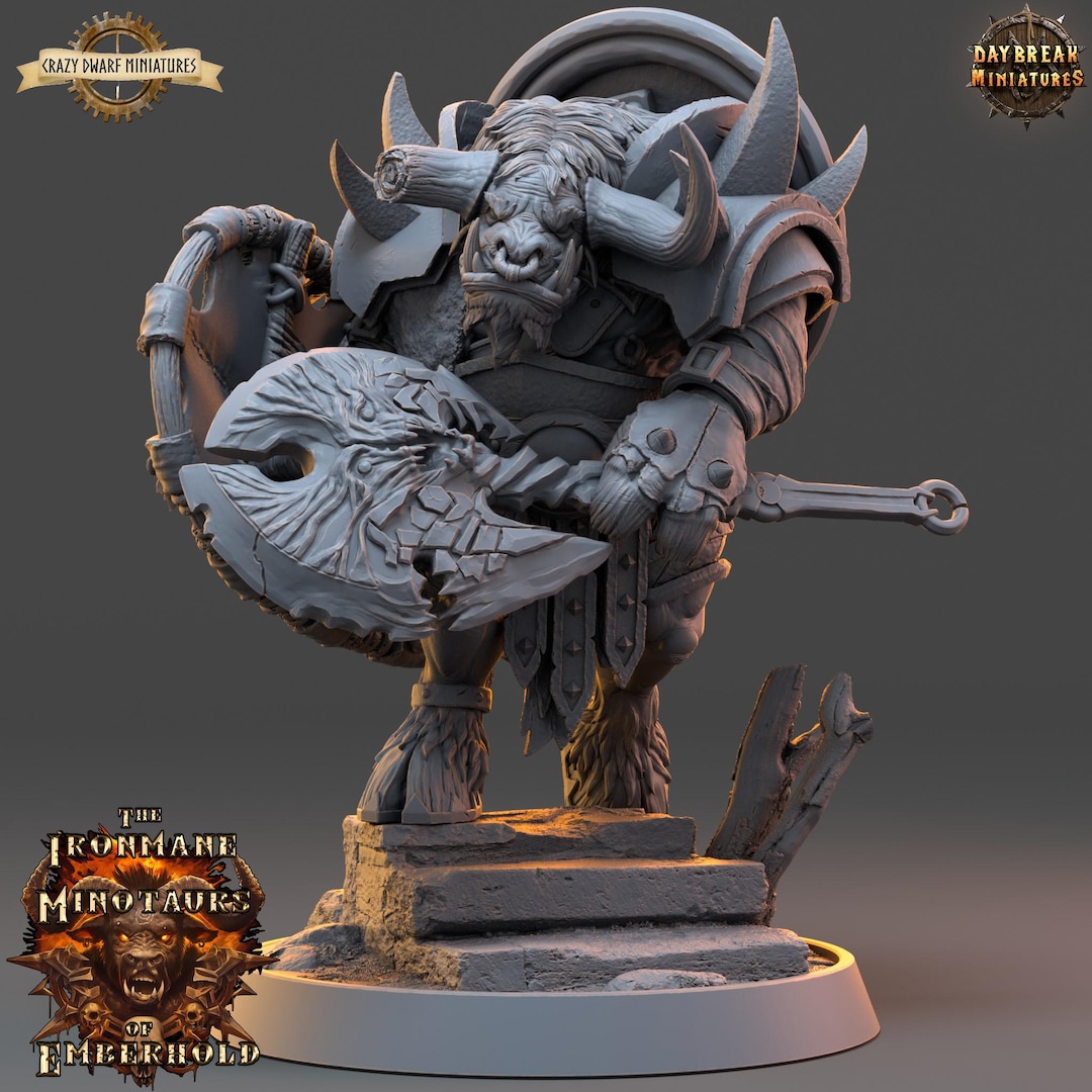 D&D Minotaur Fighter/paladin Goroth Warhowl 3D Printed Resin Miniature ...