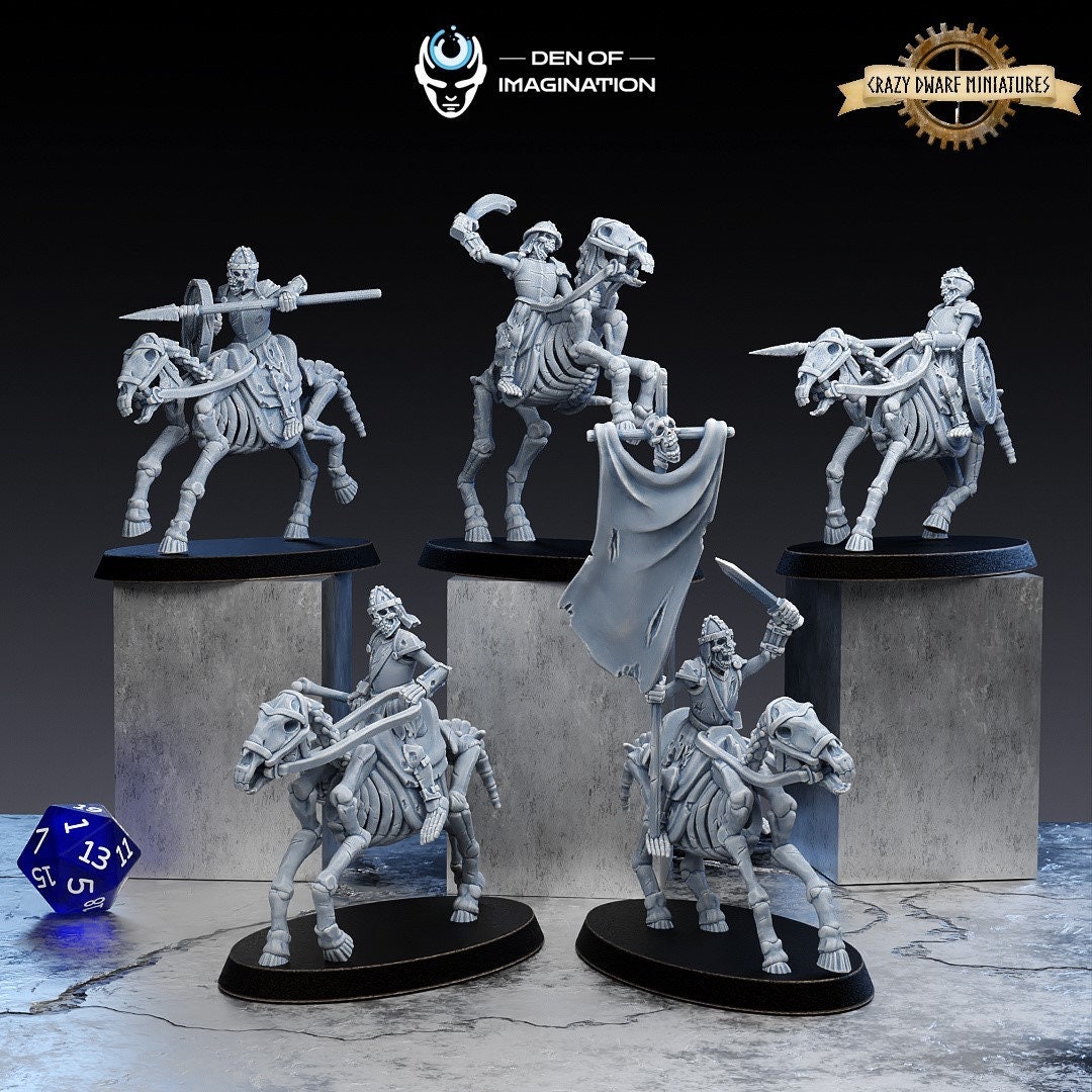 Skeleton Horsemen | Fantasy Undead | 3D Printed Resin Miniature | by ...