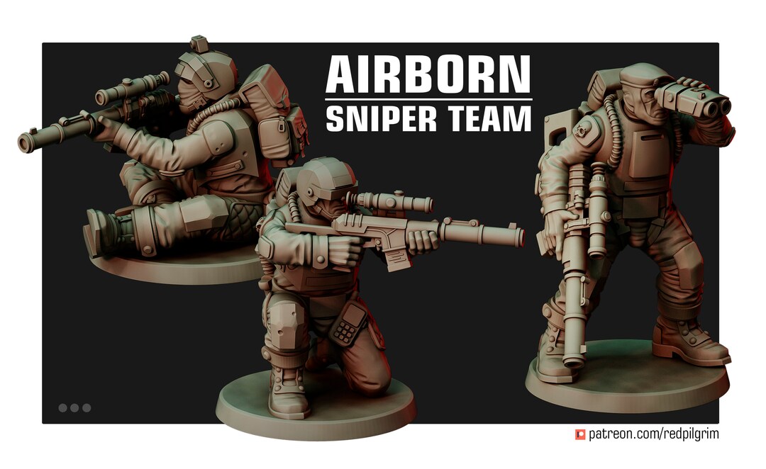Airborne Sniper Team | 3D Printed Resin Miniature | by Red Pilgrim ...