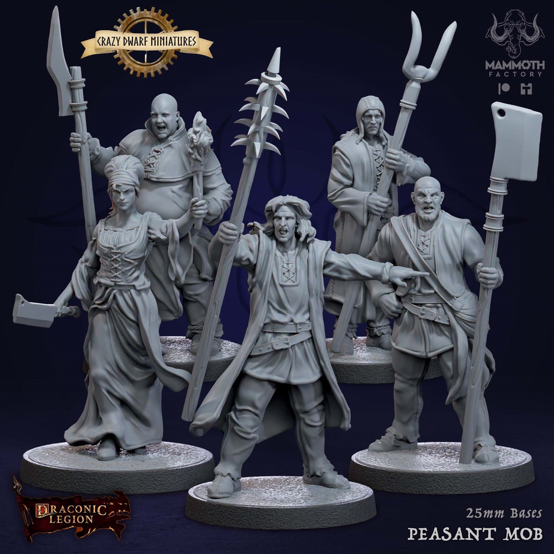 Peasant Mob | Draconic Legion | 3D Printed Resin Miniature | by Mammoth ...