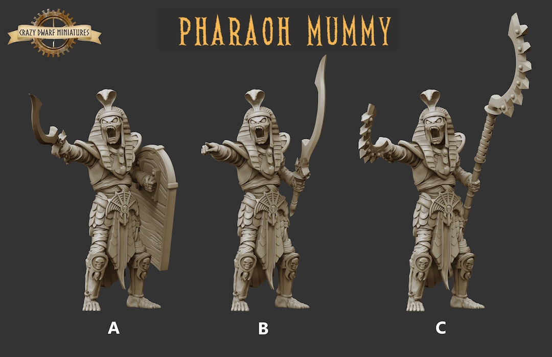 Skeleton Pharaoh Mummy on Foot | Pharaohs Legacy | 3D Printed Resin ...