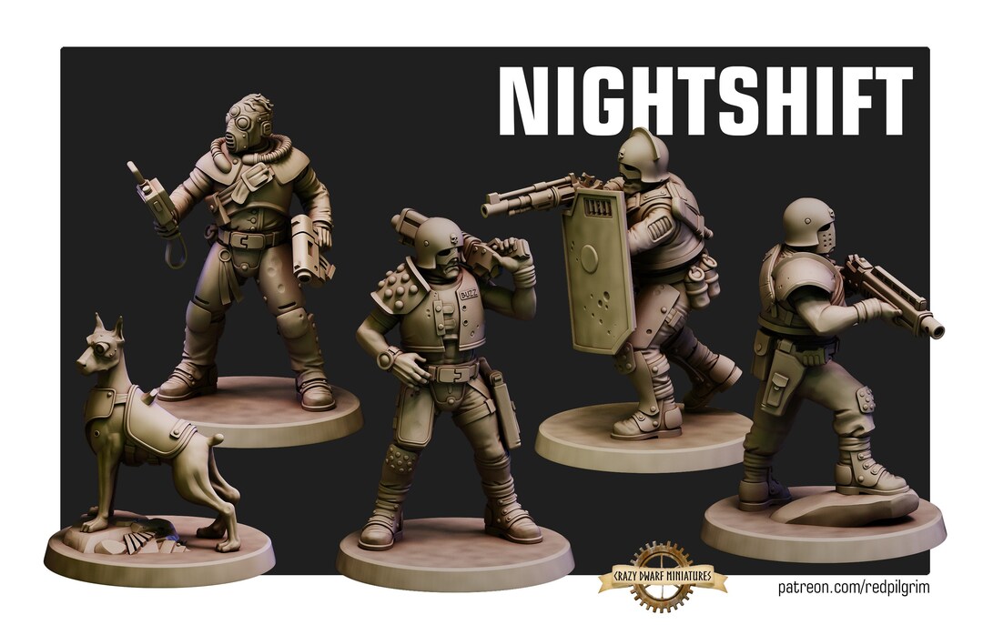 Nightshift Squad | 3D Printed Resin Miniature | by Red Pilgrim ...