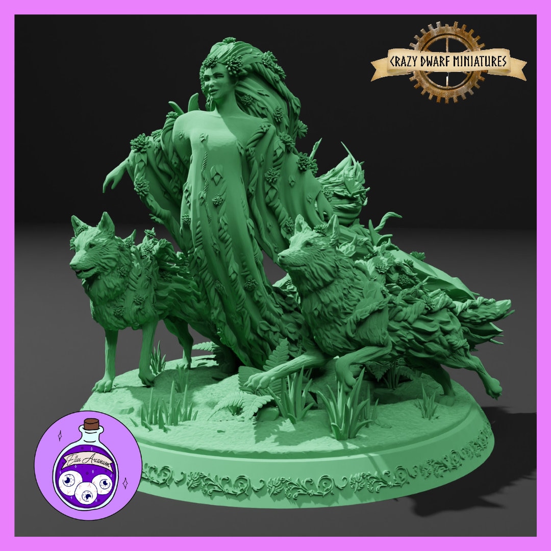 Human Druid With Forest Wolves | Earthmother | 3D Printed Resin ...