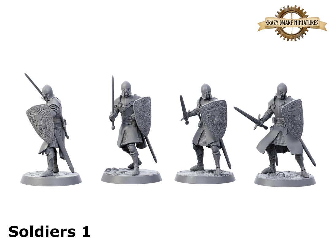 D&D Human Knights | Feudal Knights | 3D Printed Resin Miniature | 32mm ...