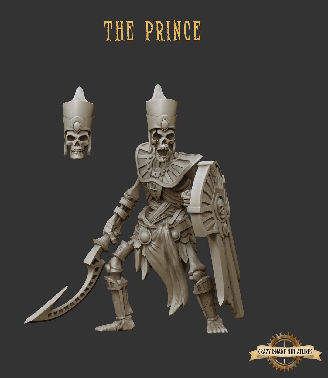 Skeleton Pharaoh Prince on Foot | Undead Pharaohs | 28mm/32mm Miniature ...