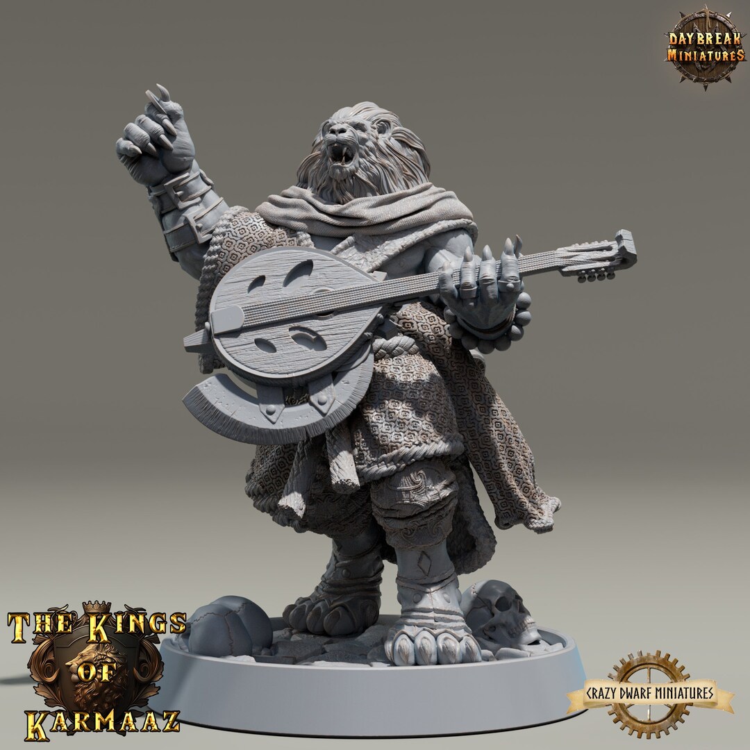 D&D Leonin Bard | King Mordaunt | 3D Printed Resin Miniature | 32mm ...