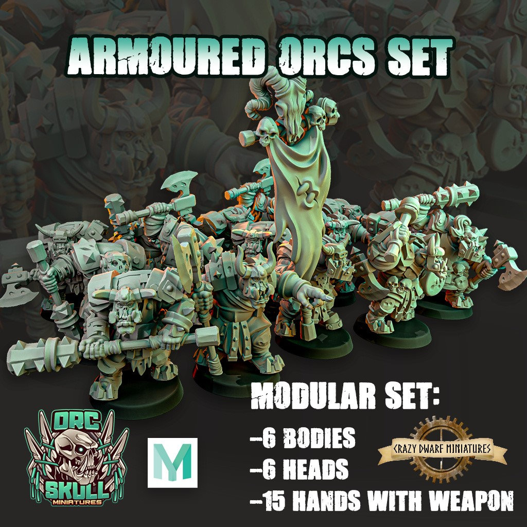 Armoured Orcs Set | 3D Printed Resin Miniature | by Orc Skull ...
