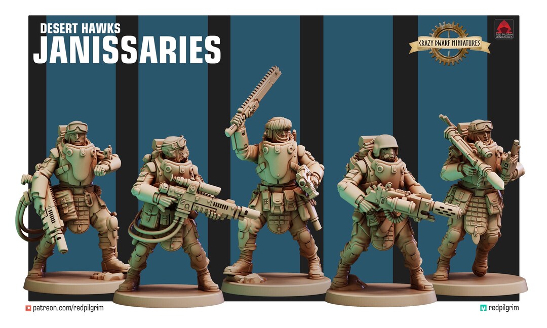 Desert Hawks Janissaries V2 Squad 1 | 3D Printed Resin Miniature | by Red Pilgrim Miniatures - Etsy
