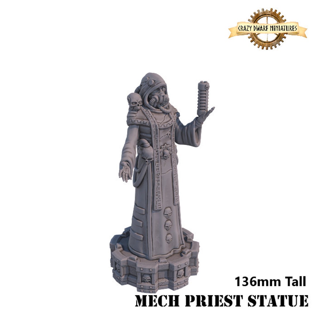Mech Priest Statue | Sci-fi Terrain | 3D Printed Resin Miniature | by ...
