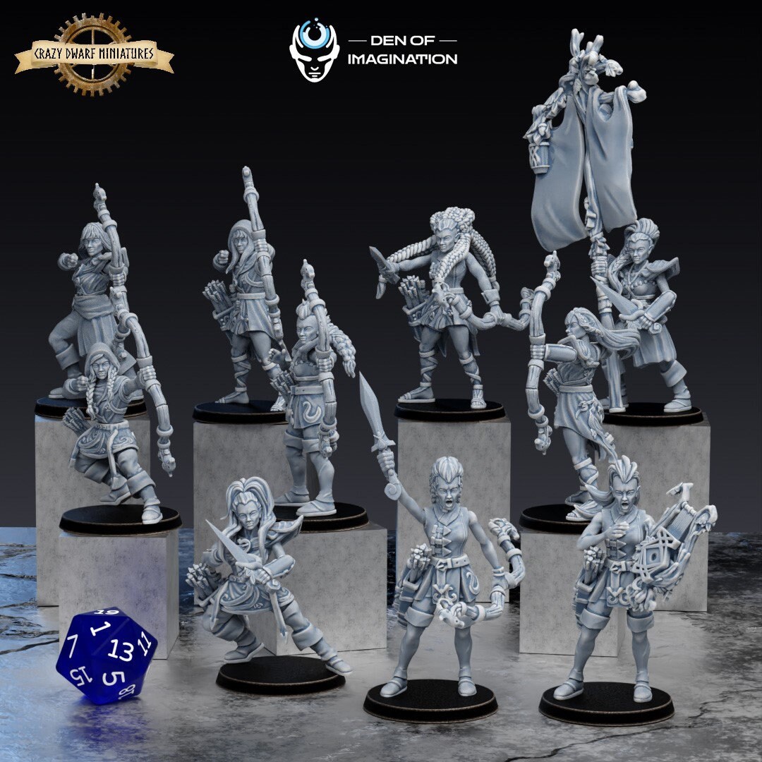 Sylvan Sharpshooters | Wood Elf Rangers | 3D Printed Resin Miniature ...