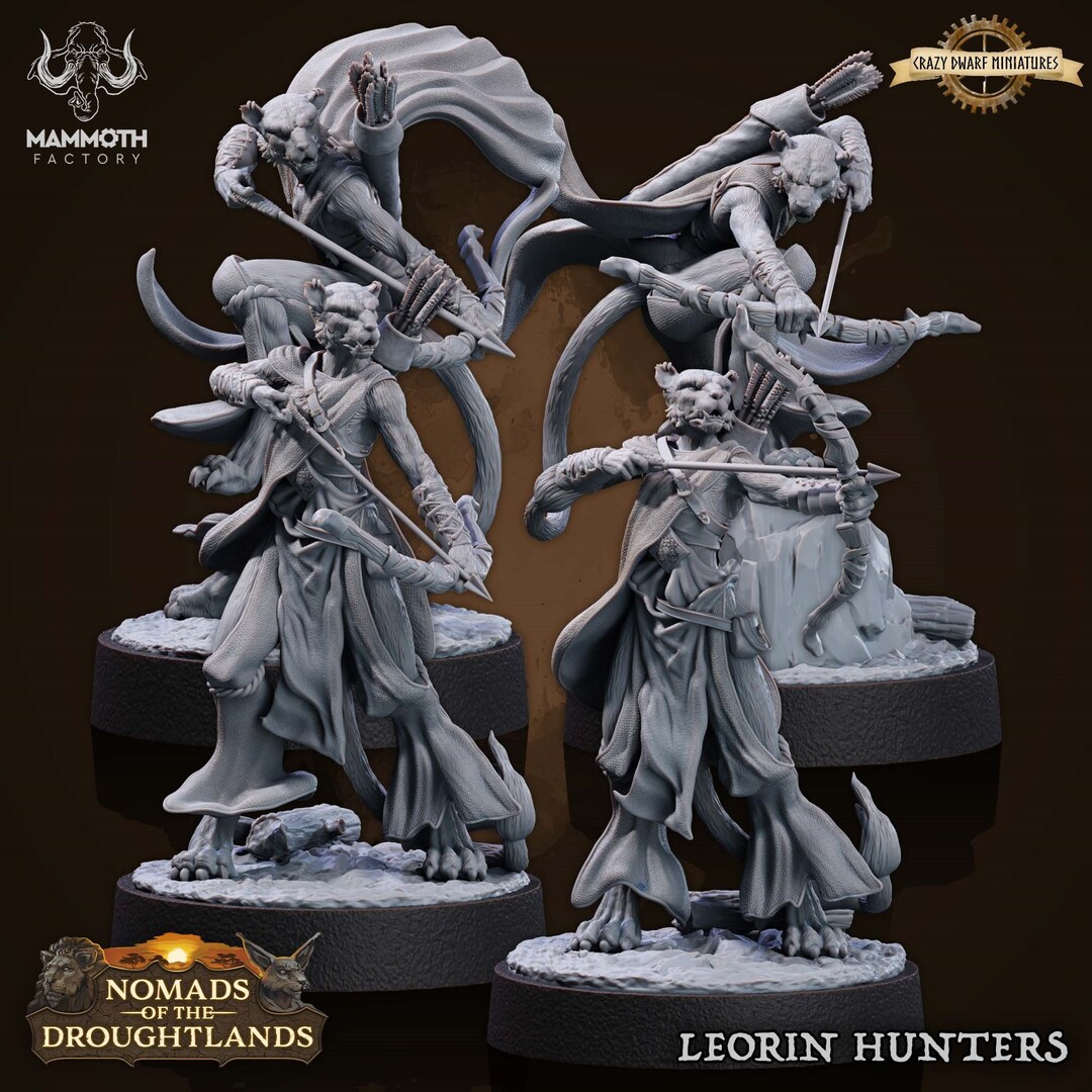 Leorin Hunters - Tabaxi Rangers | Nomads of the Droughtlands | 3D Printed Resin Miniature | by ...