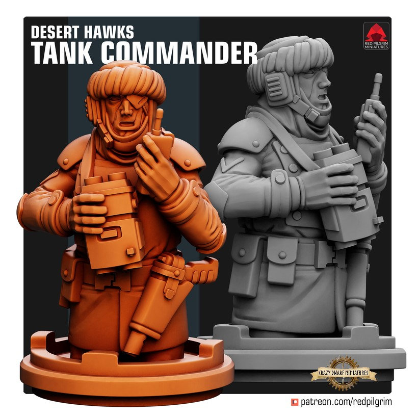 Commandant de char des Desert Hawks | Miniature en résine imprimée en ...