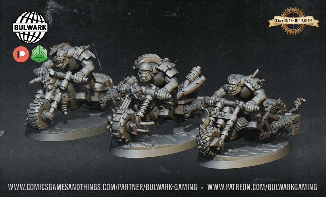 Ork Bikers | Space Orks | 3D Printed Resin Miniature | by Bulwark ...
