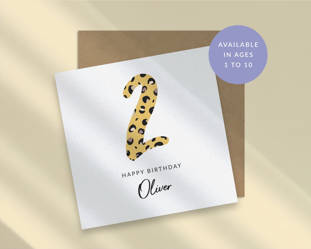 Personalised Birthday Card, Leopard Print Card, 2nd, 3rd, 4th, 5th ...