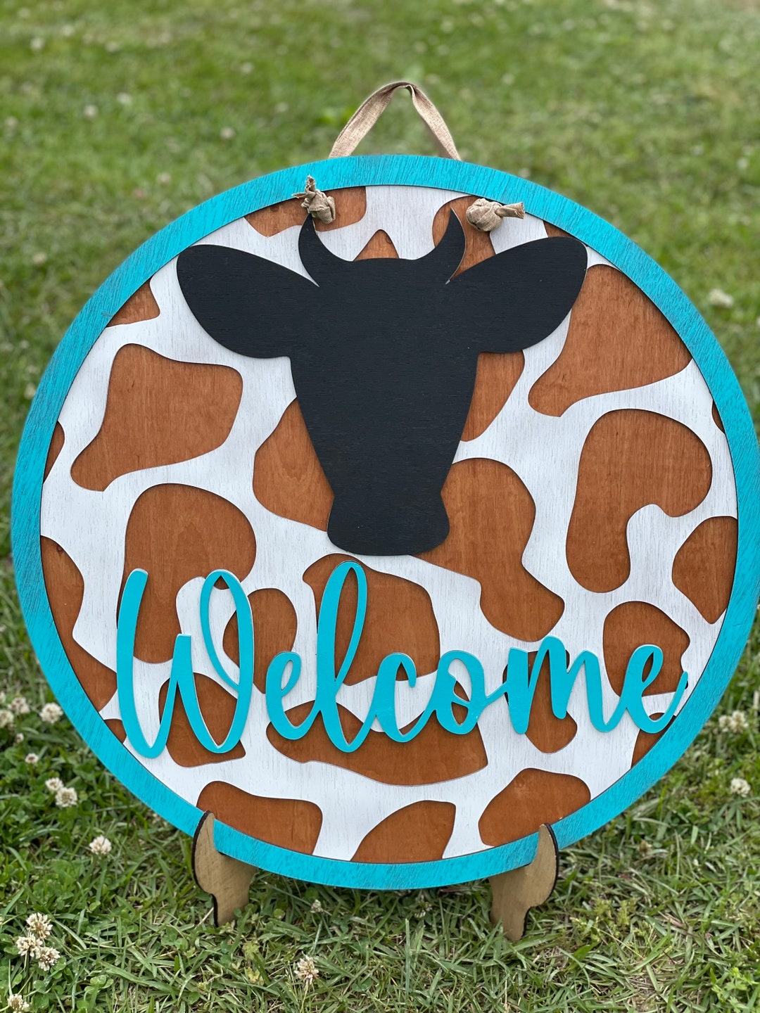 Cow Door Hanger, Southern Round Sign - Etsy