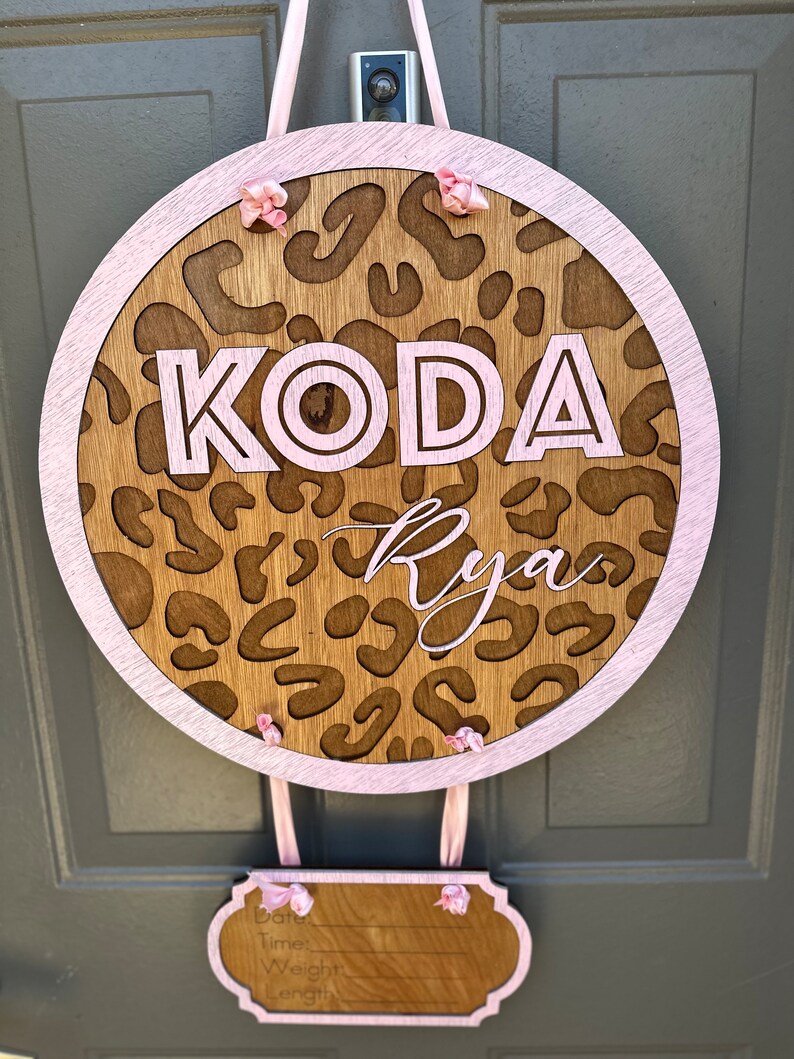 Personalized Leopard Cheetah Print Baby Door Hanger, Animal Print ...