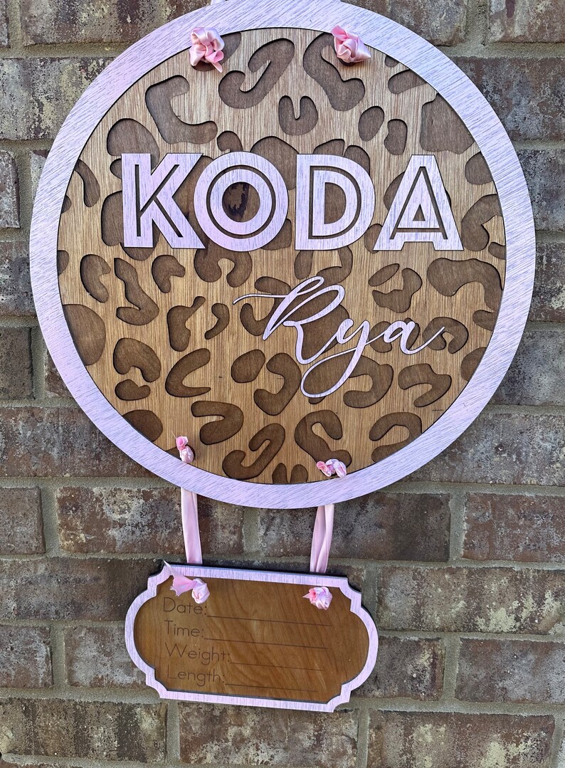 Personalized Leopard Cheetah Print Baby Door Hanger, Animal Print ...