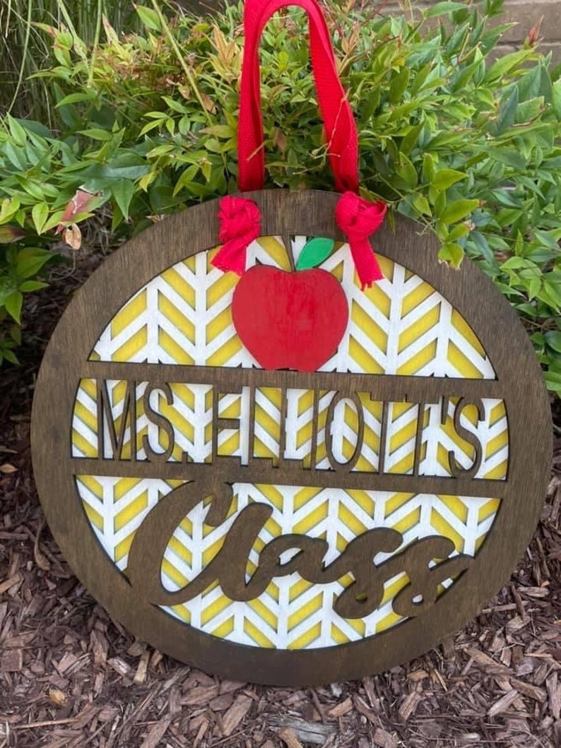 Teacher Welcome Sign - Painted Background - Modern Decor - Teacher Sign ...