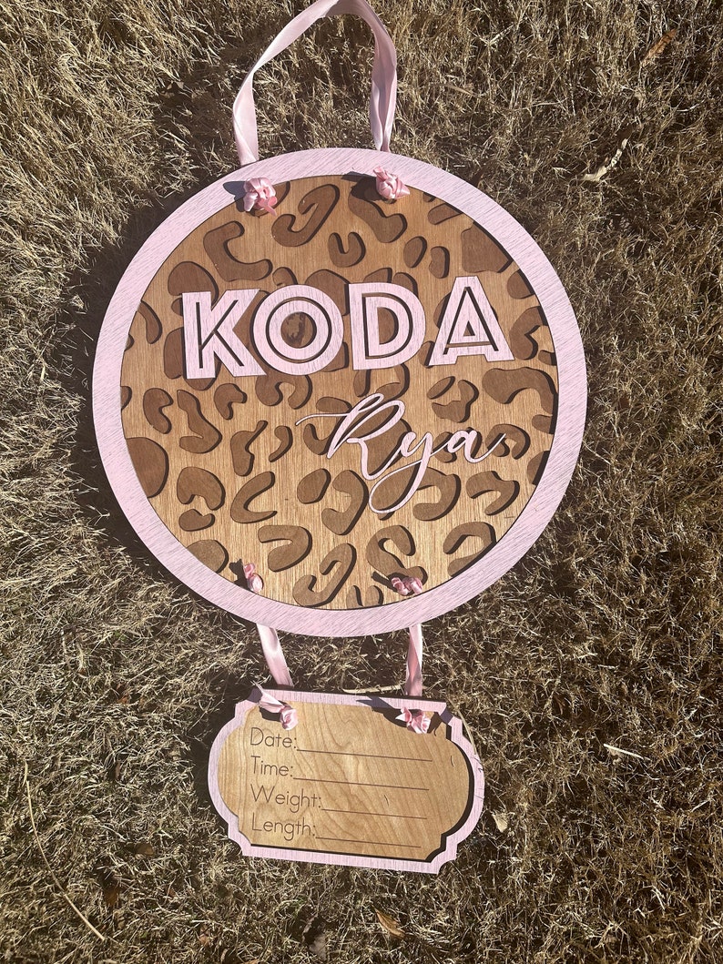 Personalized Leopard Cheetah Print Baby Door Hanger, Animal Print ...