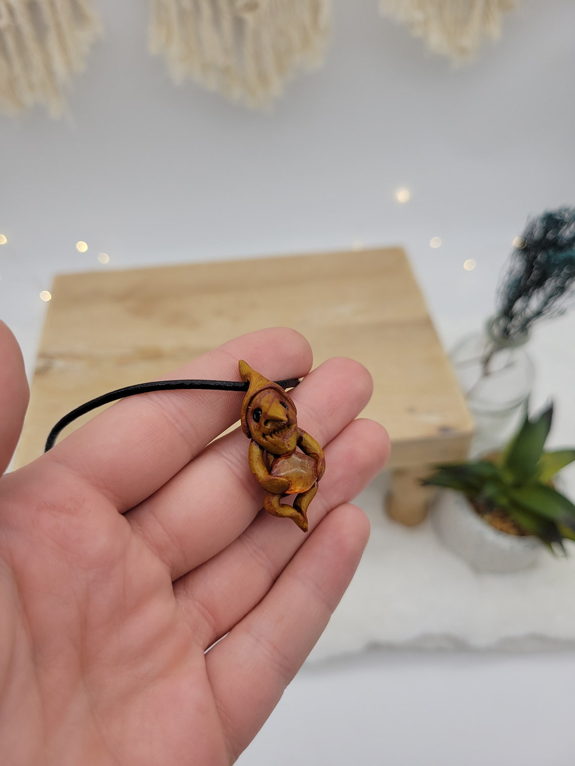 Troll Crystal Necklace Clay Troll With Crystal Raw Crystal | Etsy