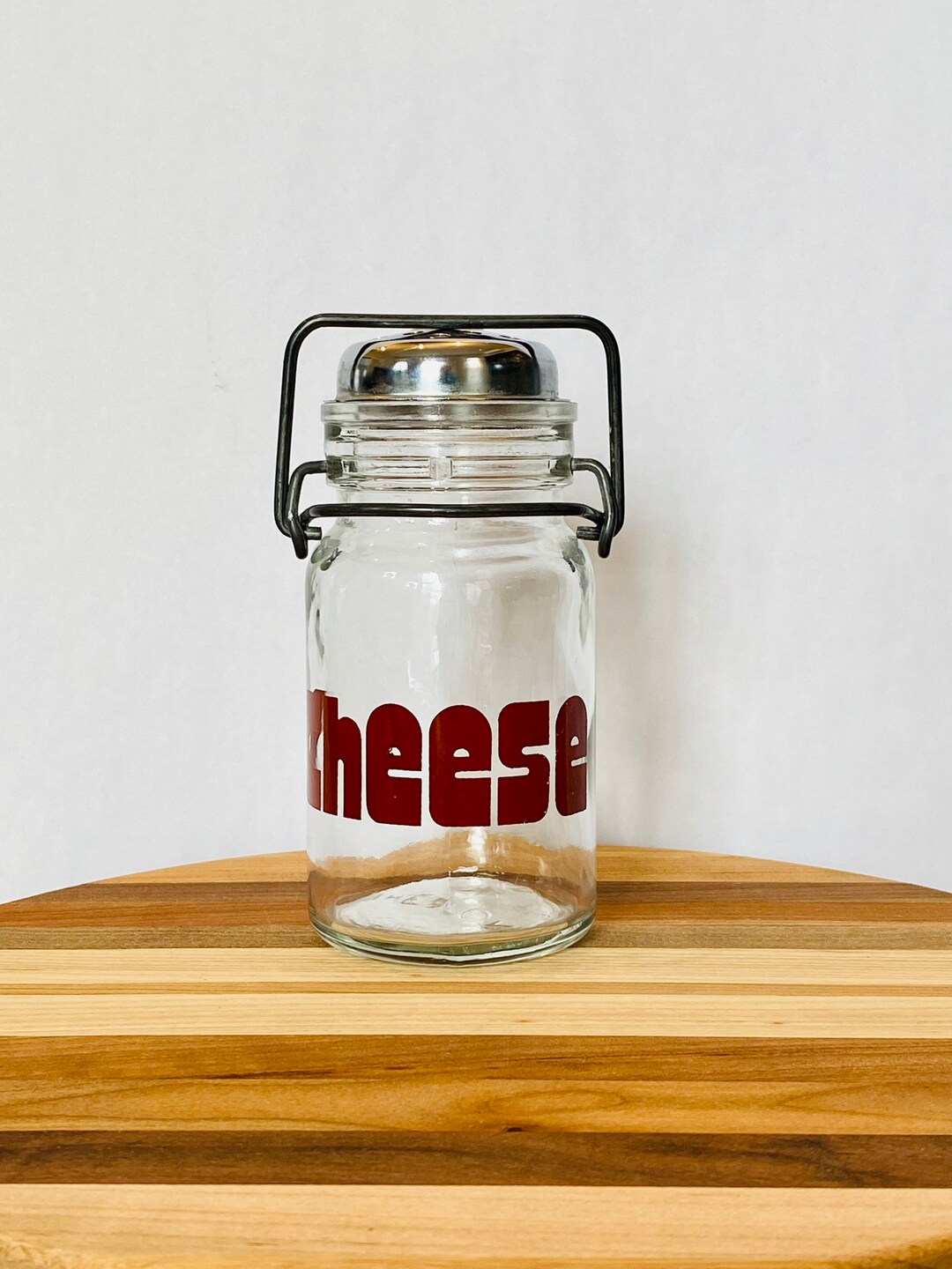 Vintage Wheaton Cheese Shaker; Metal Bale Wire Closure; Typography; MCM ...