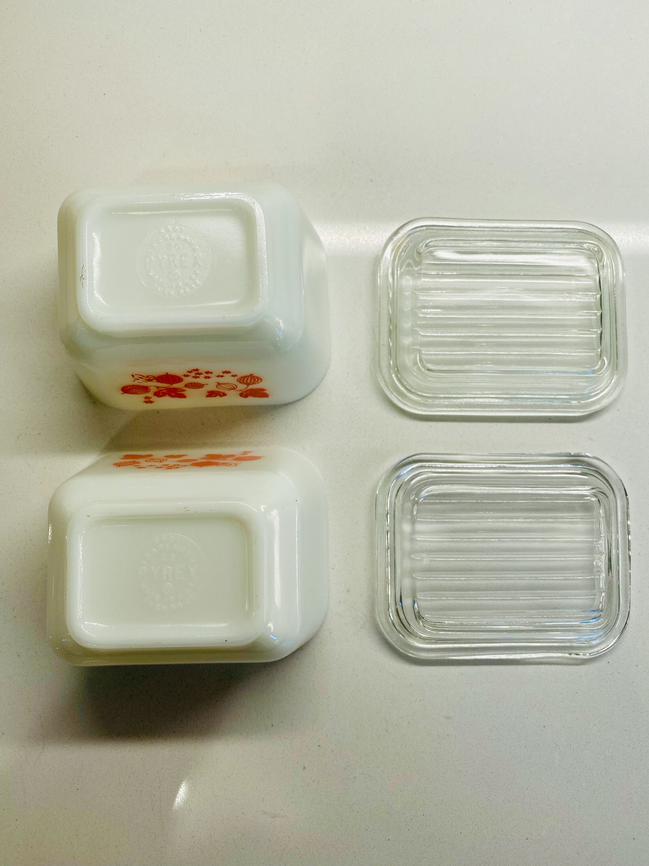 Vintage Pyrex "pink Gooseberry" Refrigerator Set; Fridgie; 503; 502 ...